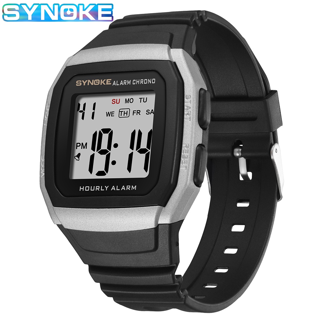 SYNOKE นาฬิกาผู้ชายLEDแสดงผลจับเวลา1224ชั่วโมงนาฬิกากีฬาดิจิตอล ...