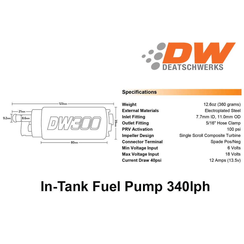 ปั้มติ๊กในถัง Fuel Pump 340lph (DW300) - mactecadmin - ThaiPick