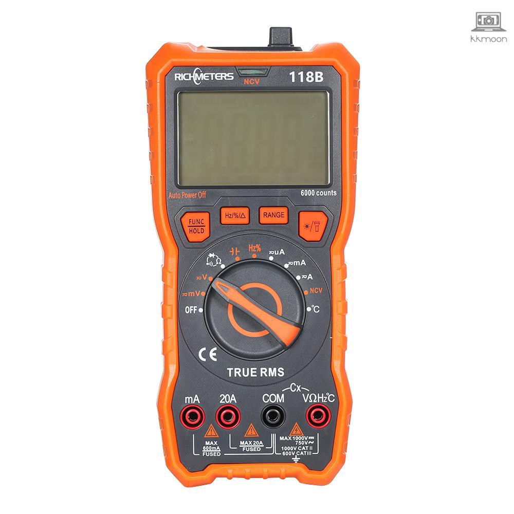 118 c 20 a มัลติมิเตอร์ดิจิตอล 6000 counts ncv hfe true - rms 100 mf ...