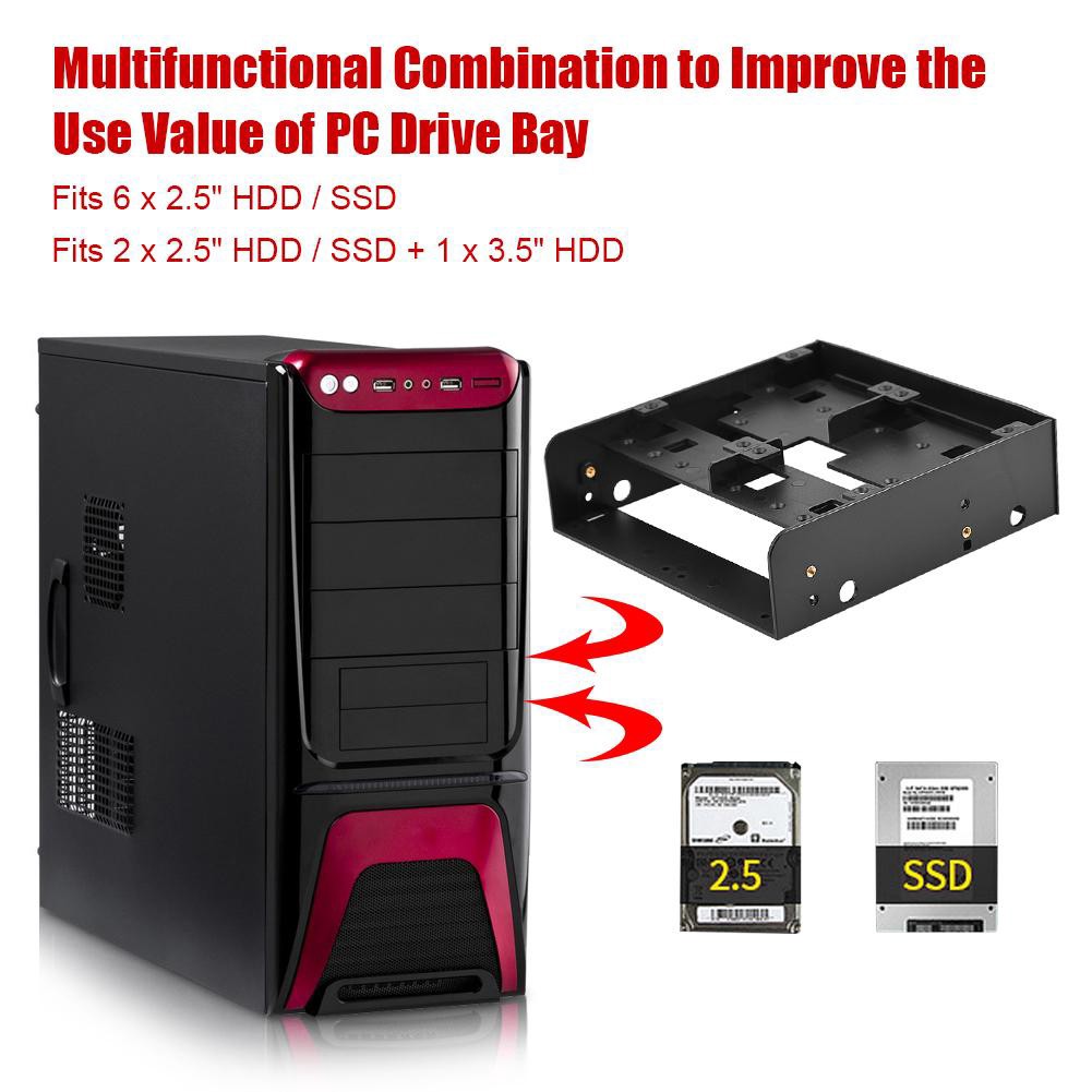 5.25 to 3.5 2.5 HDDSSD Hard Drive Tray PC Case Bay Adapter Mounting ...
