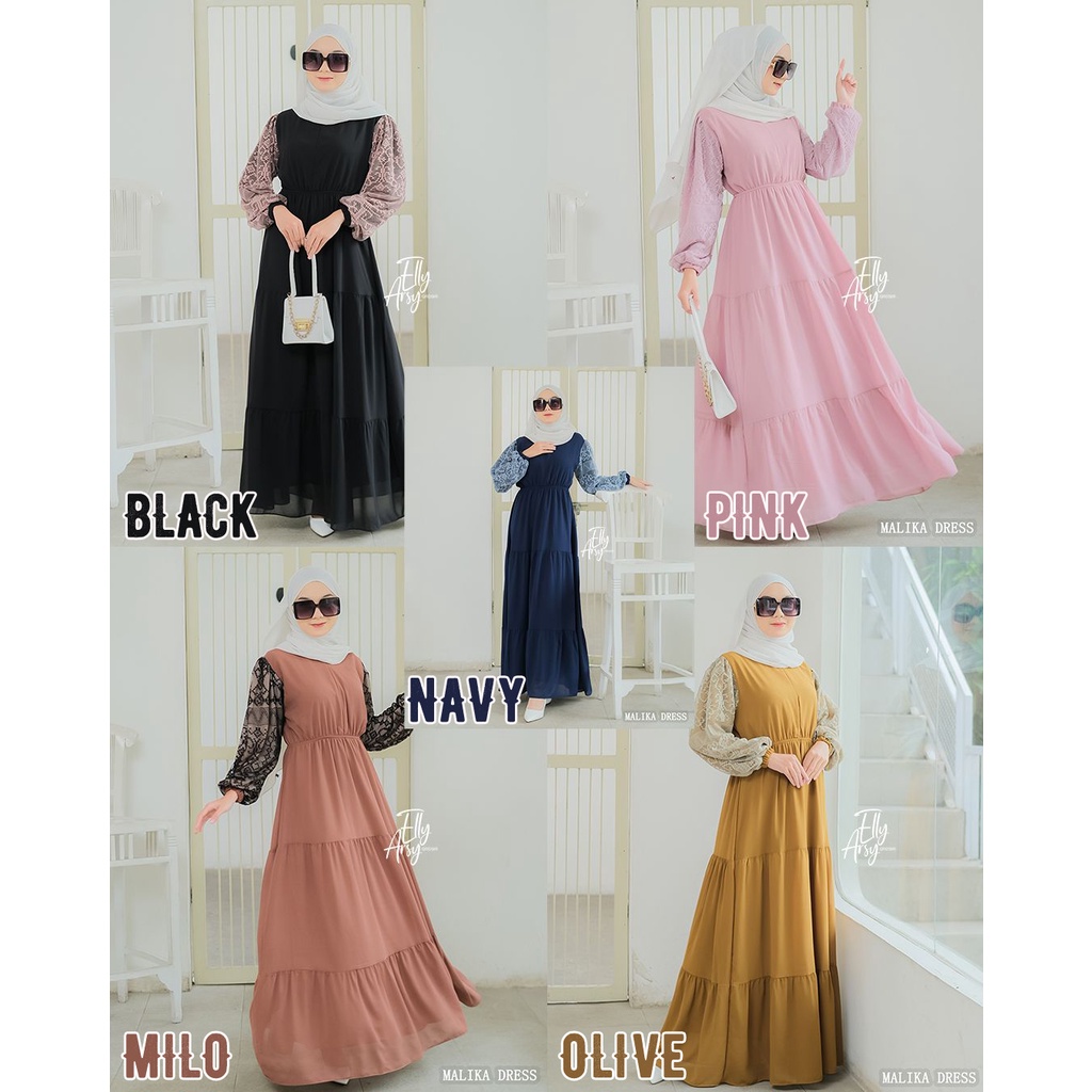 Malika Dress Ori ELLY ARSY Ceruty Babydoll วัสดุผ้าขนฟู - dhanishopfa ...