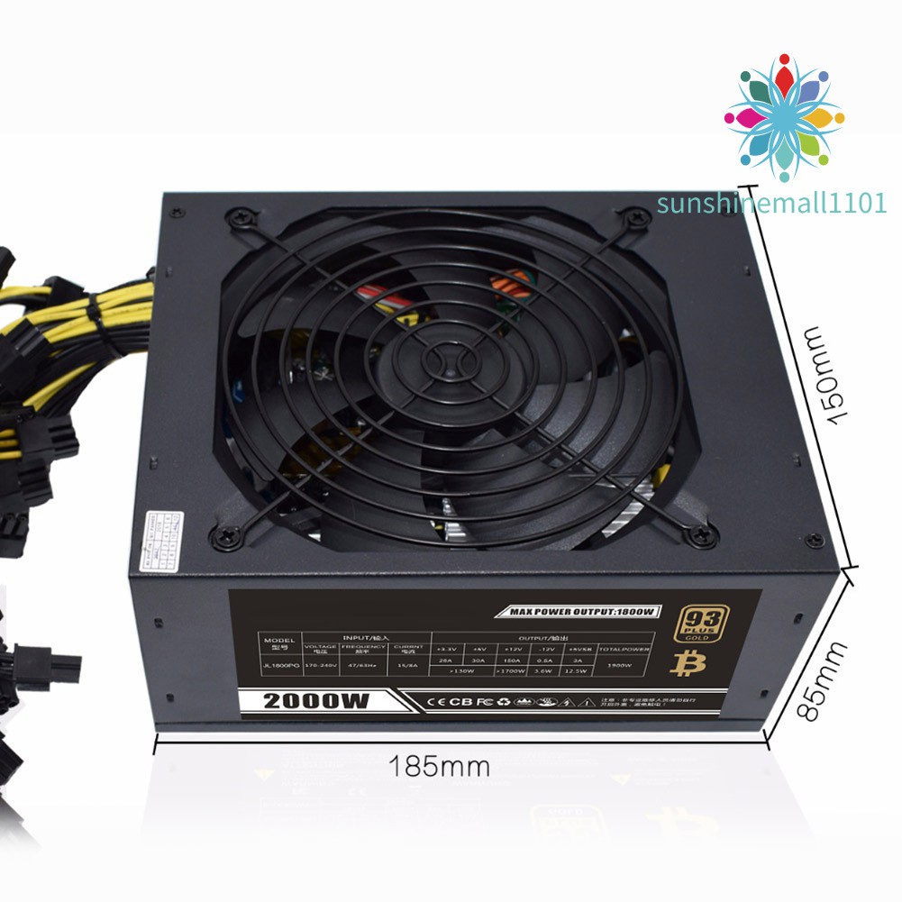 Ready Stock 1800W Modular Mining Power Supply PSU for 8 GPU Eth Rig ...