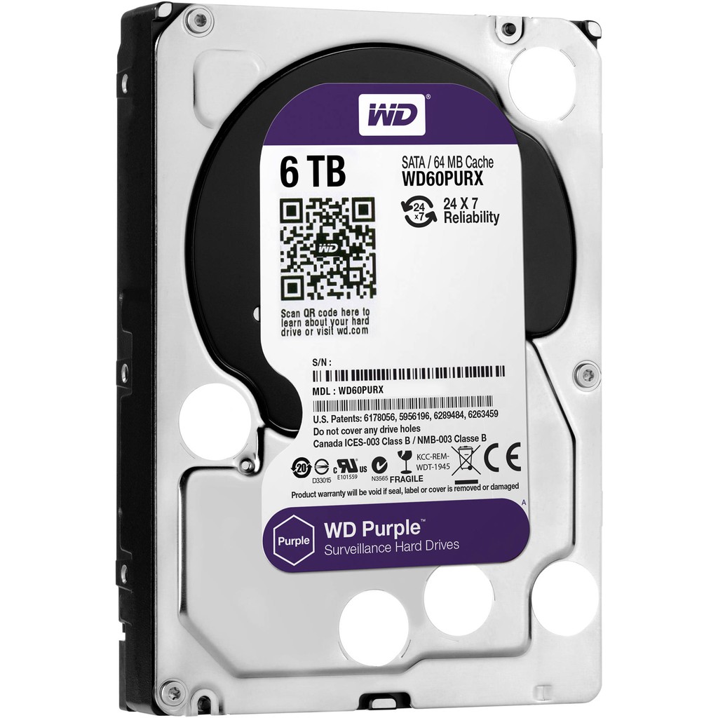 WD SATA HDD 6 TB Purple (สีม่วง) WD60PURX = WD60PUZ ใช้กับกล้องวงจรปิด ...