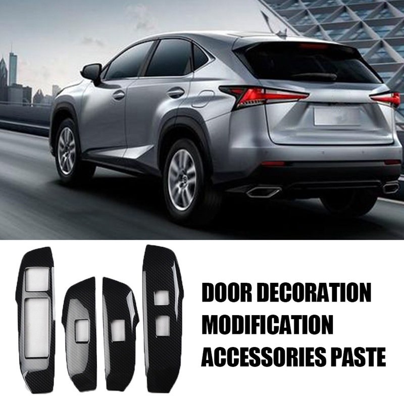 Carbon Fiber Car Window Switch Panel Adjust Cover Trim Stickers Strip ...