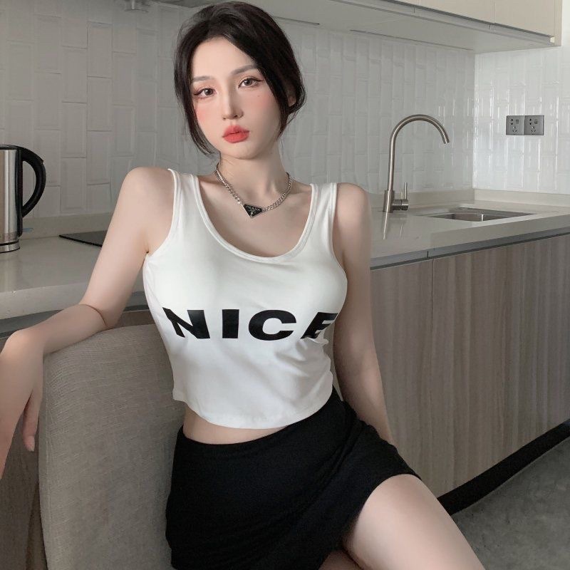 เสื้อกล้ามครอป พิมพ์ลายอักษร มีฟองน้ำในตัวผ้านิ่มยืดได้เยอะมาก สินค้าพร้อมส่ง - mindset.shop11 ...