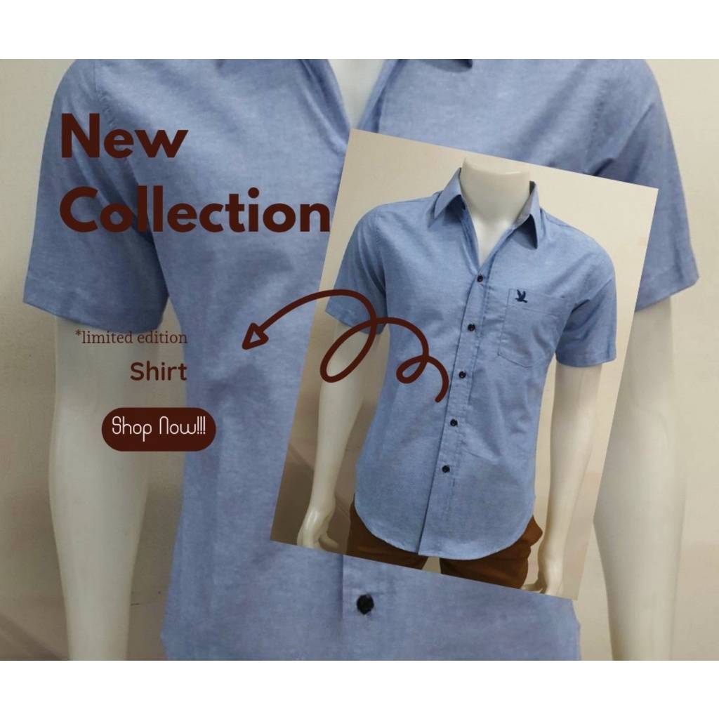 เสื้อเชิ้ตคอปกแขนสั้น สีฟ้ายีนส์ - kop.pop - ThaiPick