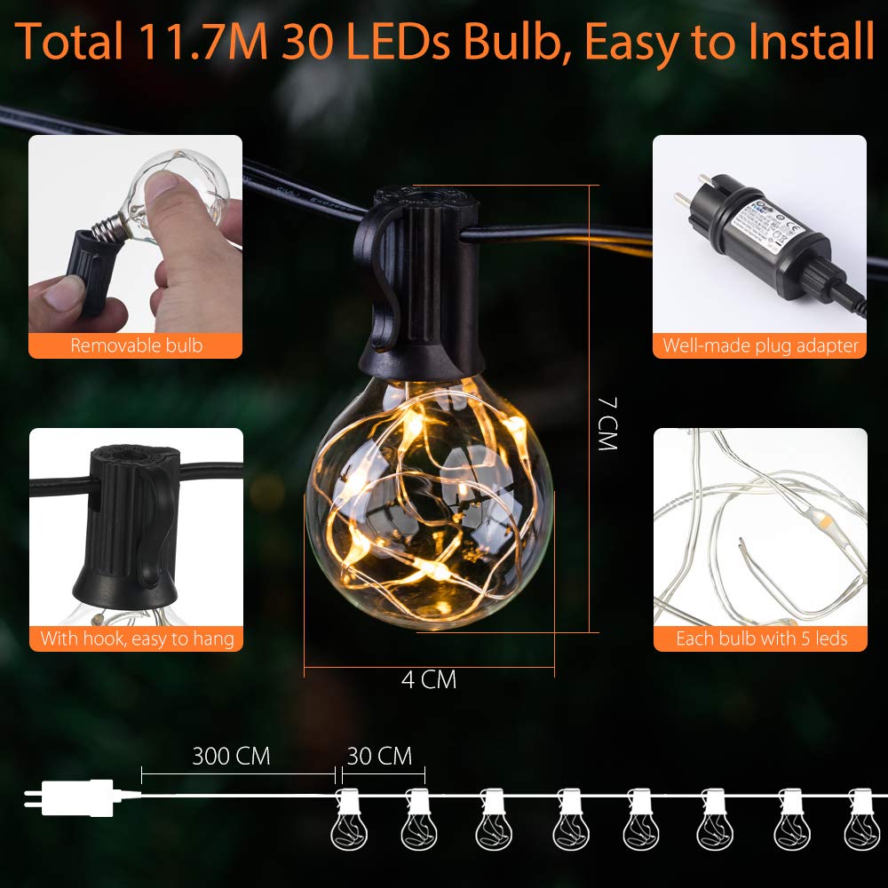 การจัดส่งที่รวดเร็วOutdoor G40 Led String Lights 7.6M 25PCS Copper wire ...