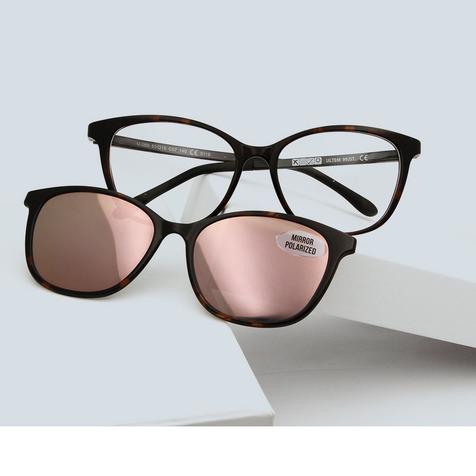 3 In 1 Clip On Magnetic Polarized Sunglasses Women Ultem Glasses Frame ...