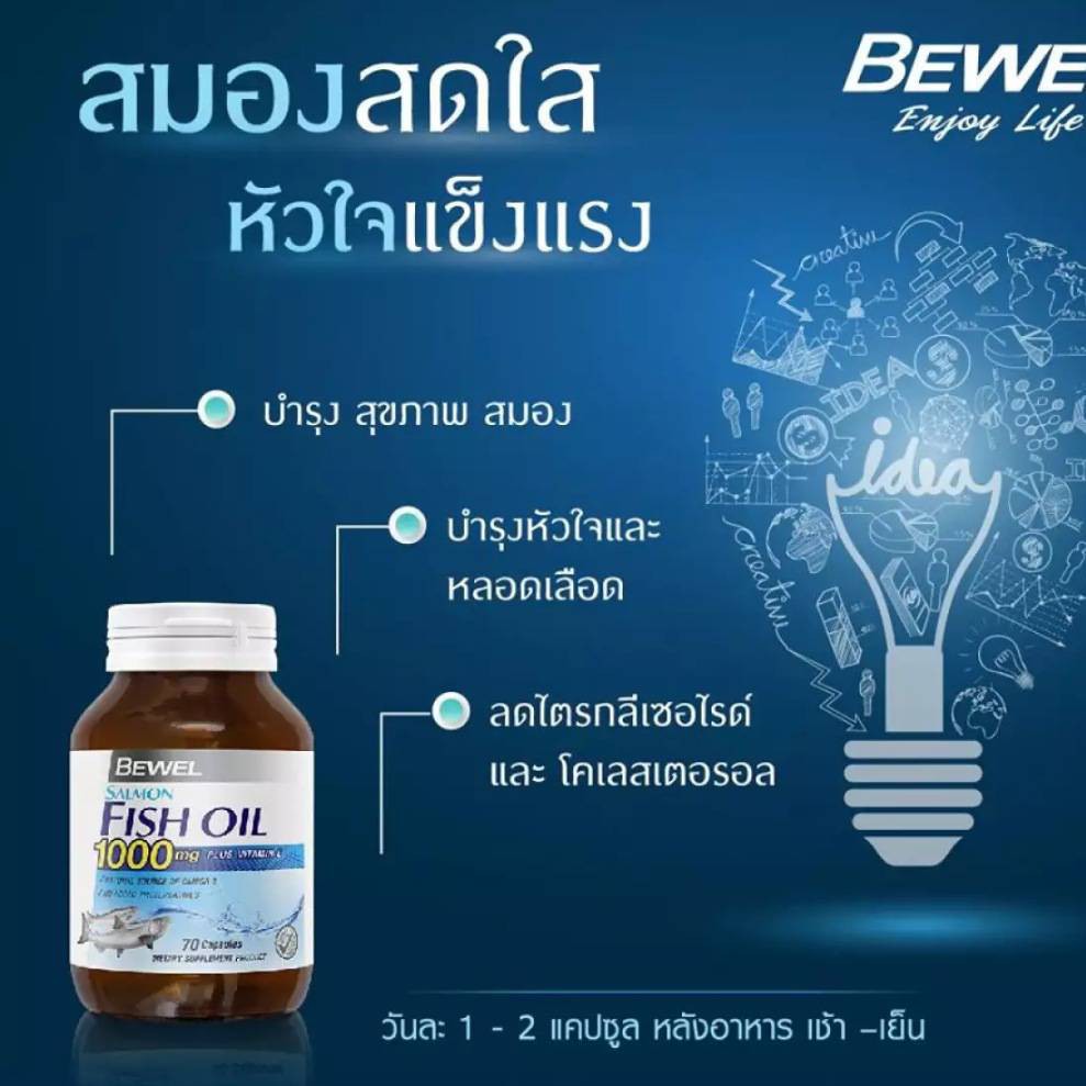 Bewel Salmon Fish Oil 1000mg น้ำมันปลาแซลมอน ฟิชออย Fishoil 3070 ...
