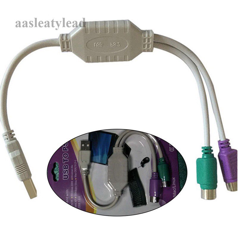 Aasleaty 1 ชิ้น Usb To Ps2 อะแดปเตอร์สายเคเบิ้ล U พอร์ต To Round Port ...