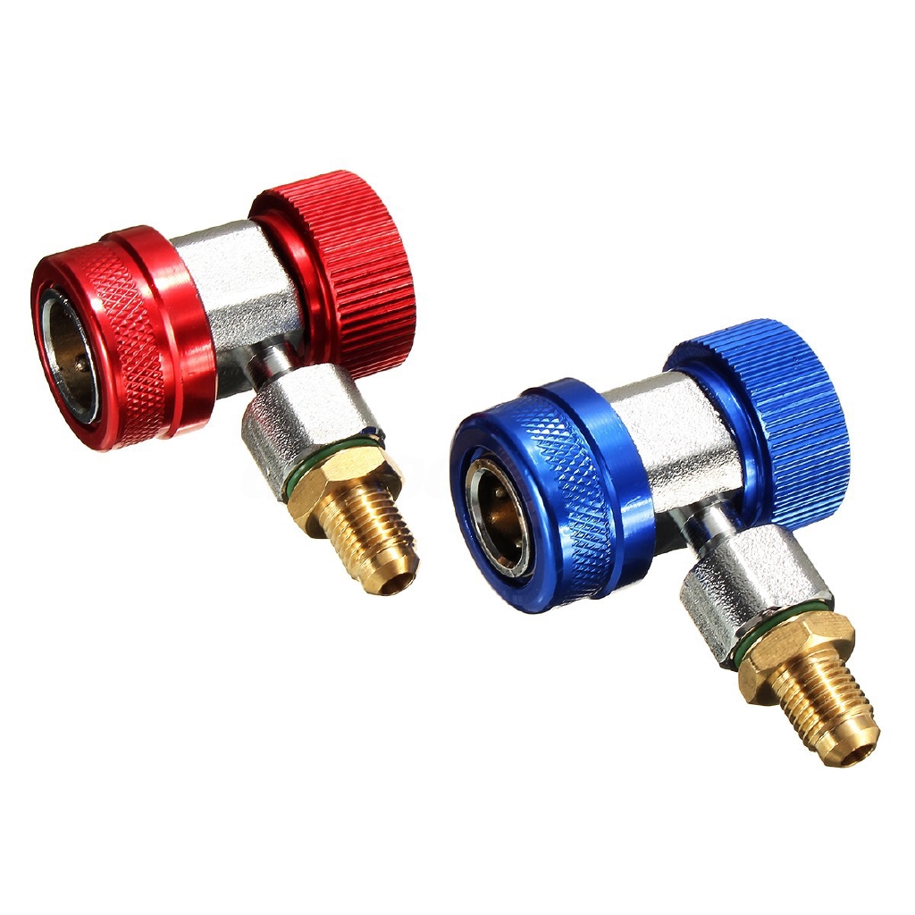 High Low Quick Coupler Adapter AC Manifold Gauge +Extractor Valve Core ...