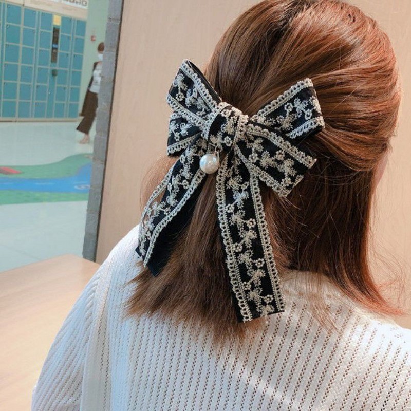 ( Women Korean Ins Style ) กิ๊บติดผมโบว์ลายลูกไม้สําหรับผู้หญิง ...