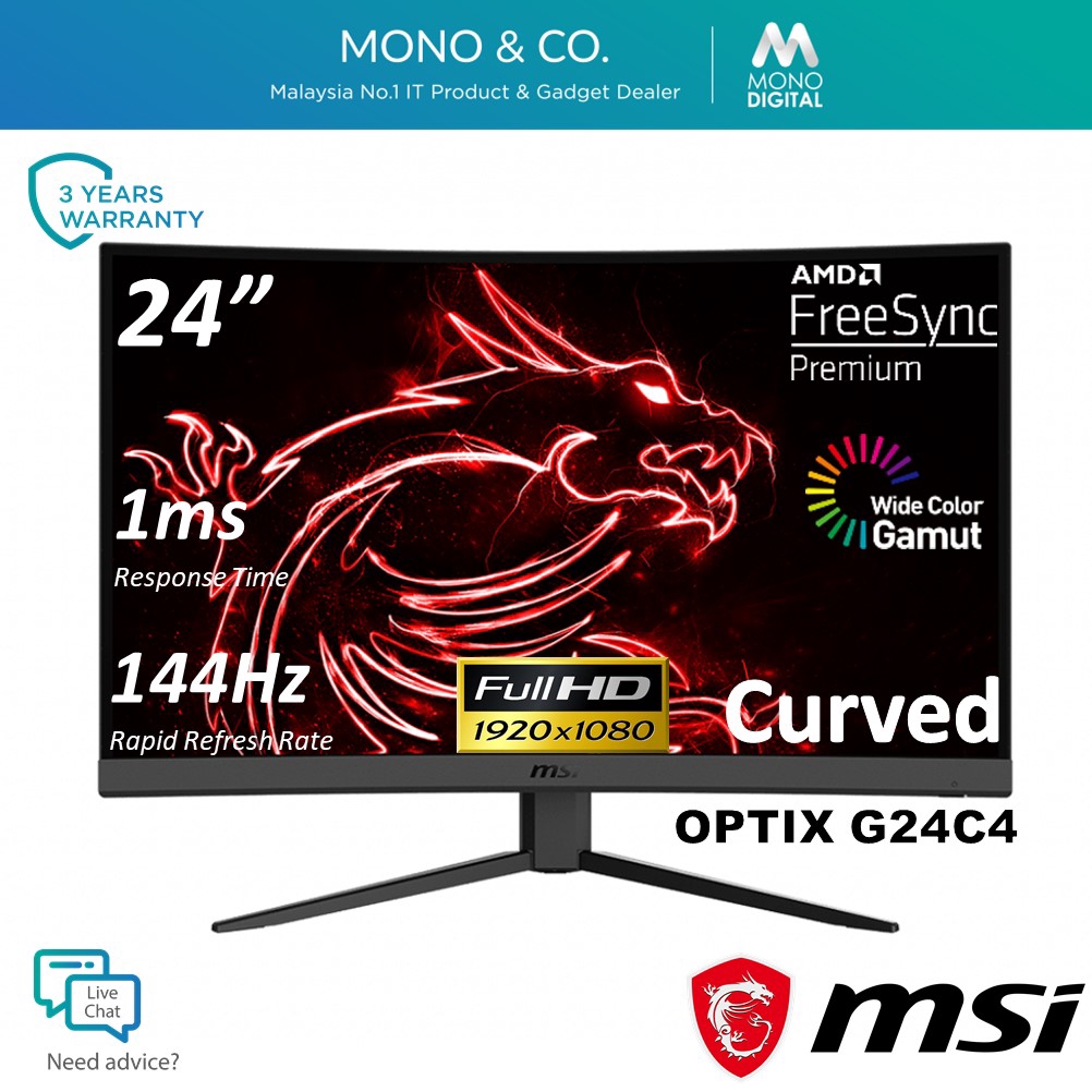 MSI Optix G27C4/G24C4/G27C5 Curved Gaming Monitor with FULL HD (24"/27 ...