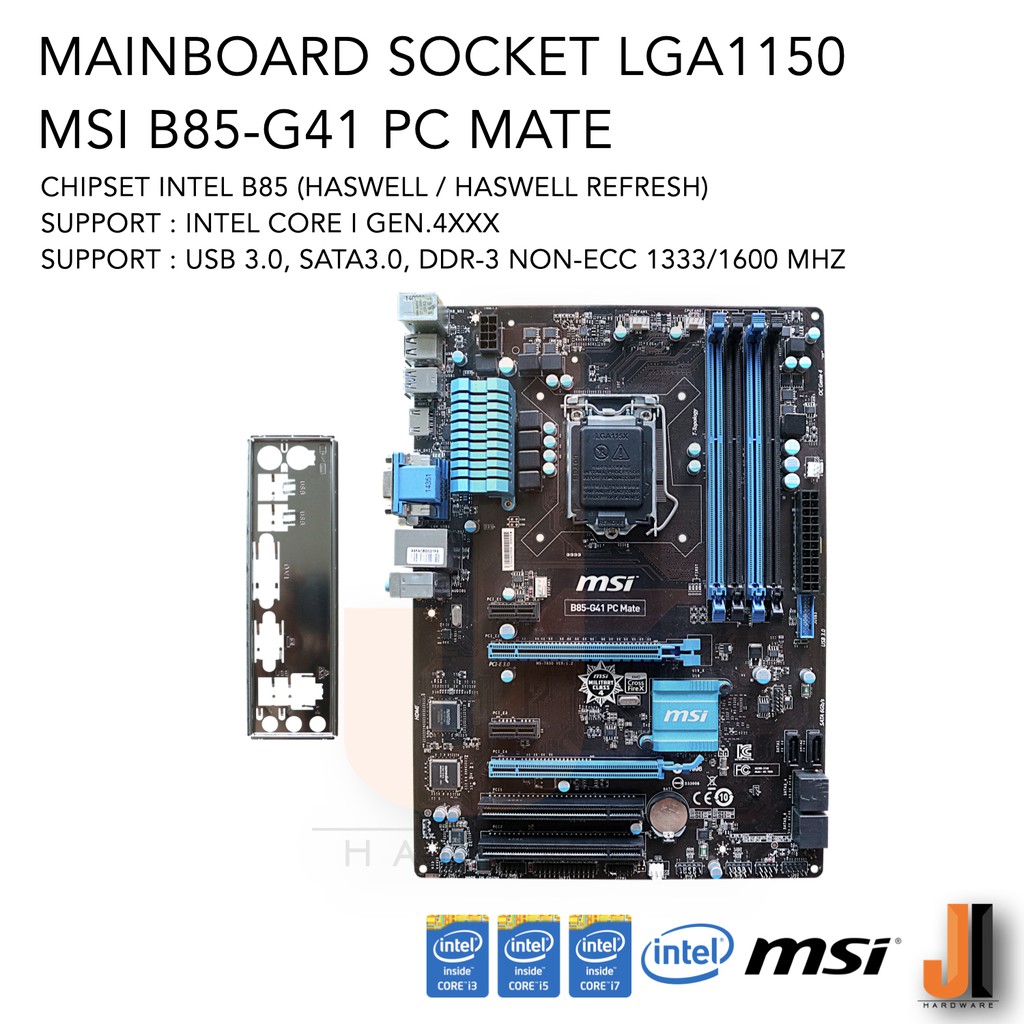 Mainboard MSI B85-G41 PC MATE (LGA1150) Support Intel Core i Gen.4XXX ...