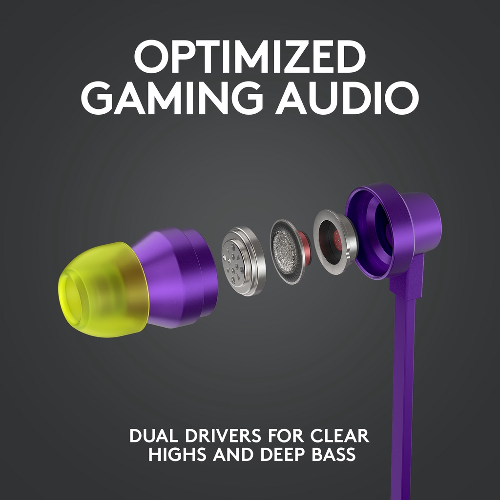Logitech G333 Gaming Earphones with Mic and Dual Drivers - Purple (หู ...