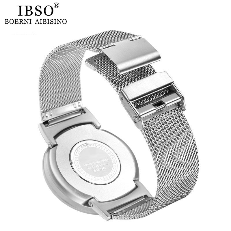 IBSO Mens Creative Watches Top Brand Luxury Steel Mesh Strap Hide Watch ...