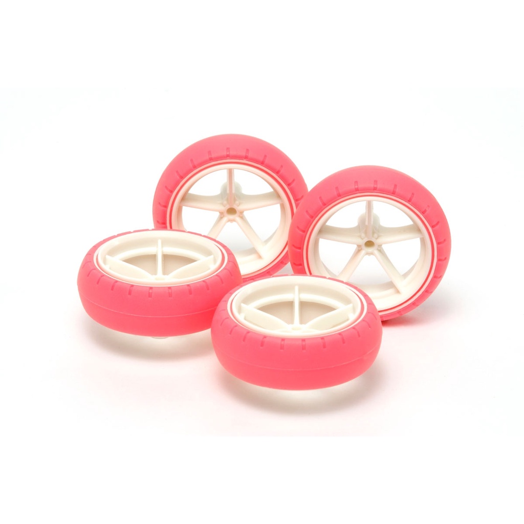 TAMIYA 95460 Jr Lg Dia Narrow Wheels FiberglassPink Arched Tires ...