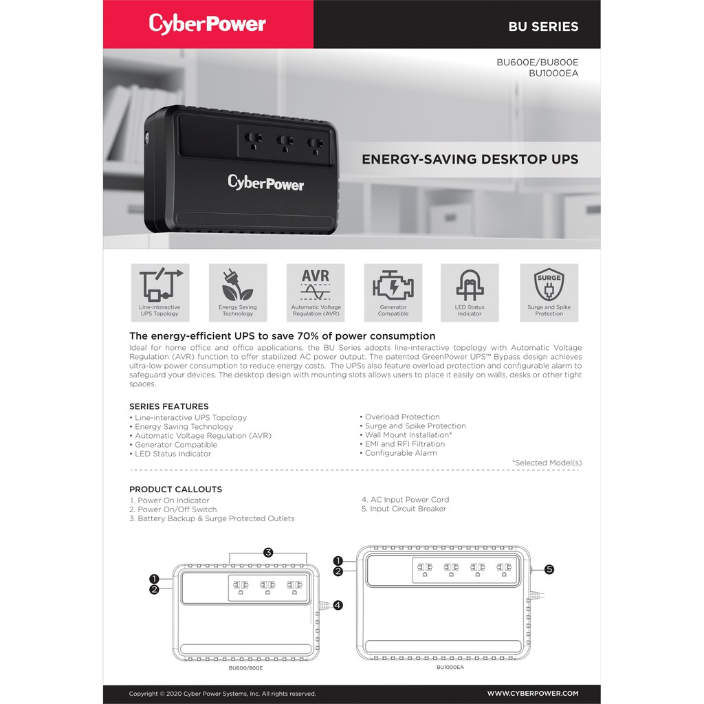 Cyberpower เครื่องสำรองไฟ อุปกรณ์สำรองจ่ายไฟ Backup UPS Systems รุ่น ...
