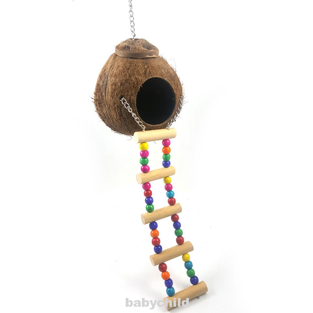 Toy Hanging Breeding Cage Perching Bird Coconut Shell Parrot Nest ...