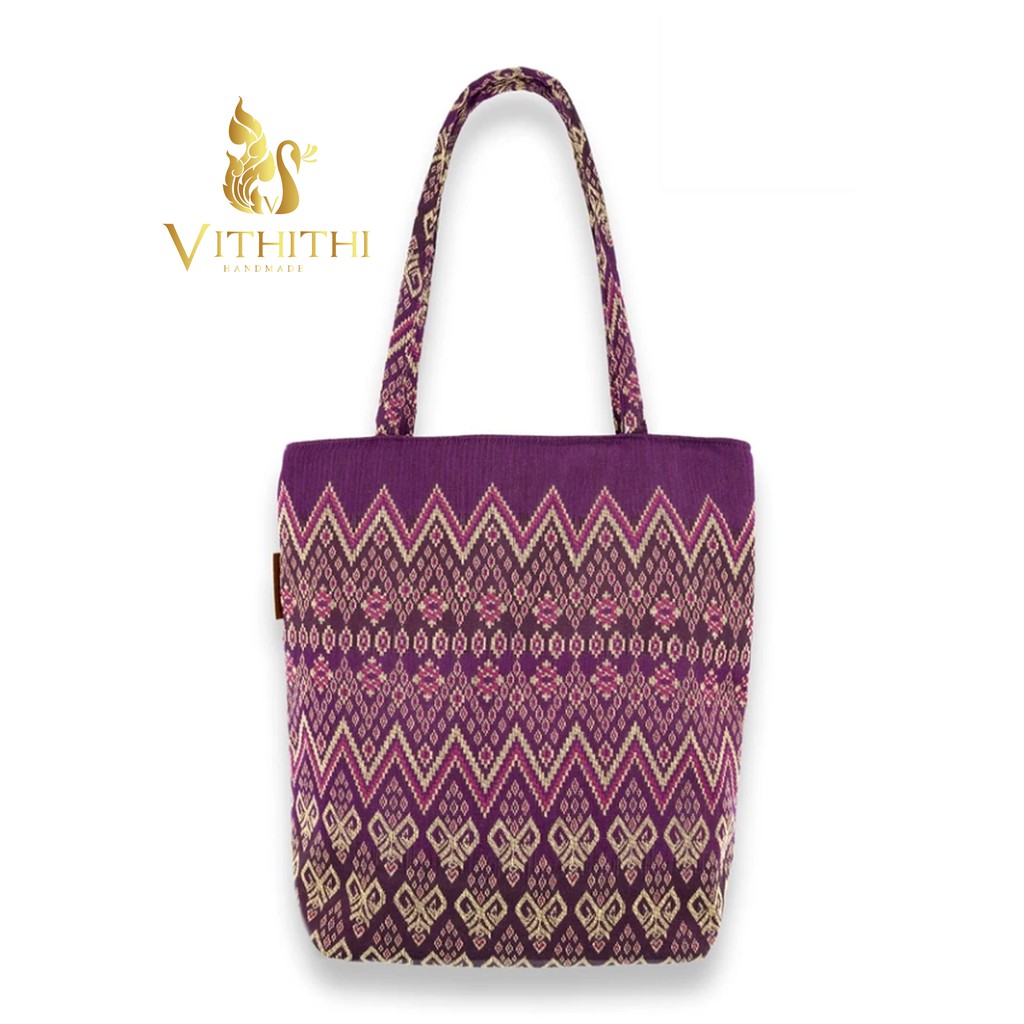 กระเป๋าผ้าไหมไทย Thai Silk Tote Bags (Thai Silk รหัส 130) | Shopee Thailand