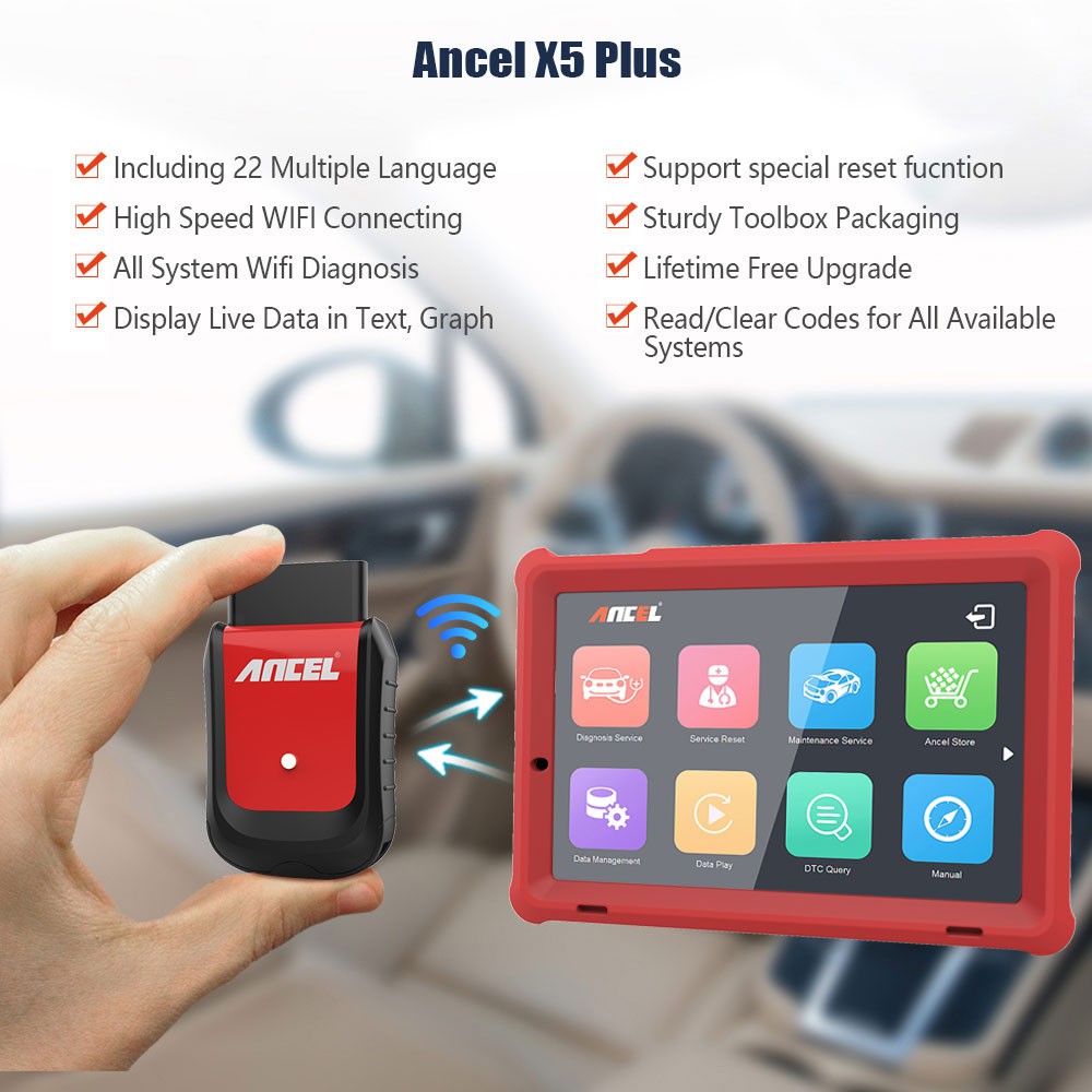 Ancel X5 เครื่องสแกนเนอร์ระบบเต็มรูปแบบ Abs Srs 8 นิ้วสําหรับโปรตอน ...