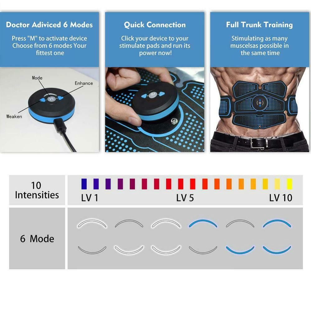 1set Abs Trainer EMS Muscle Stimulator Electronic Abdominal Toning ...