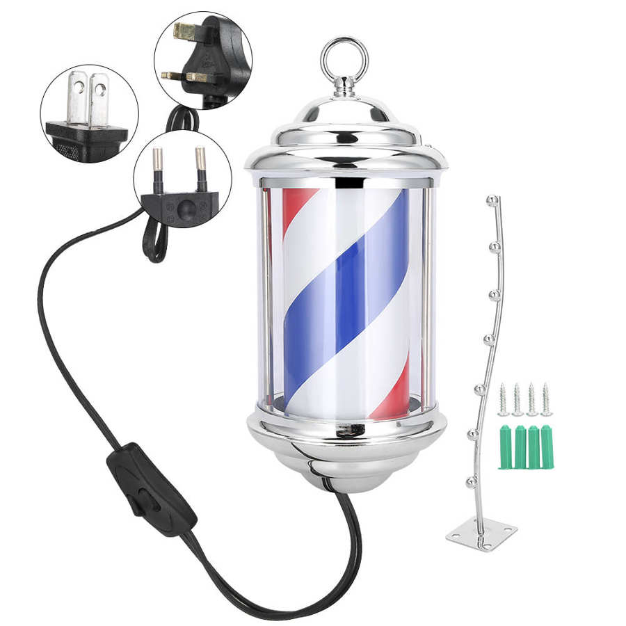 28cm Rainproof LED Barber Shop Pole Sign Hair Salon Wall-Mounted Bright ...