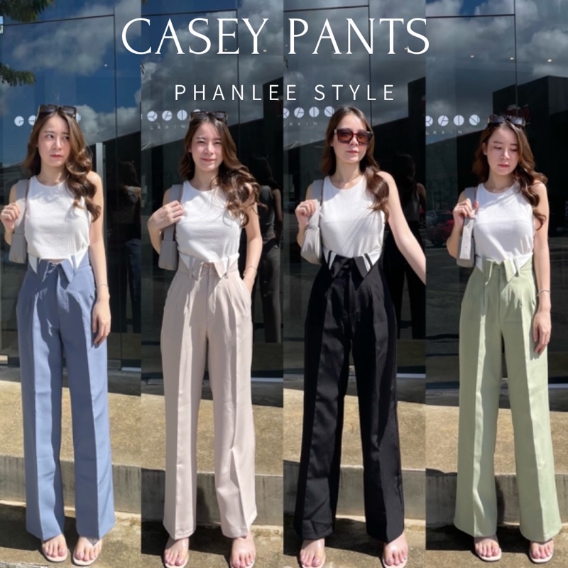 CASEY PANTS กางเกงขายาวทรงกระบอกกลางขอบเอวสูง เนื้อผ้าไมโคร อยู่ทรงทิ้ง ...