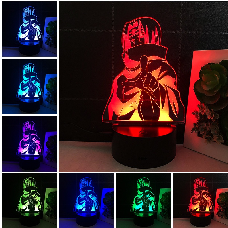 Naruto 3D Colorful LED Night Light Akatsuki Uchiha Itachi Sasuke Table ...