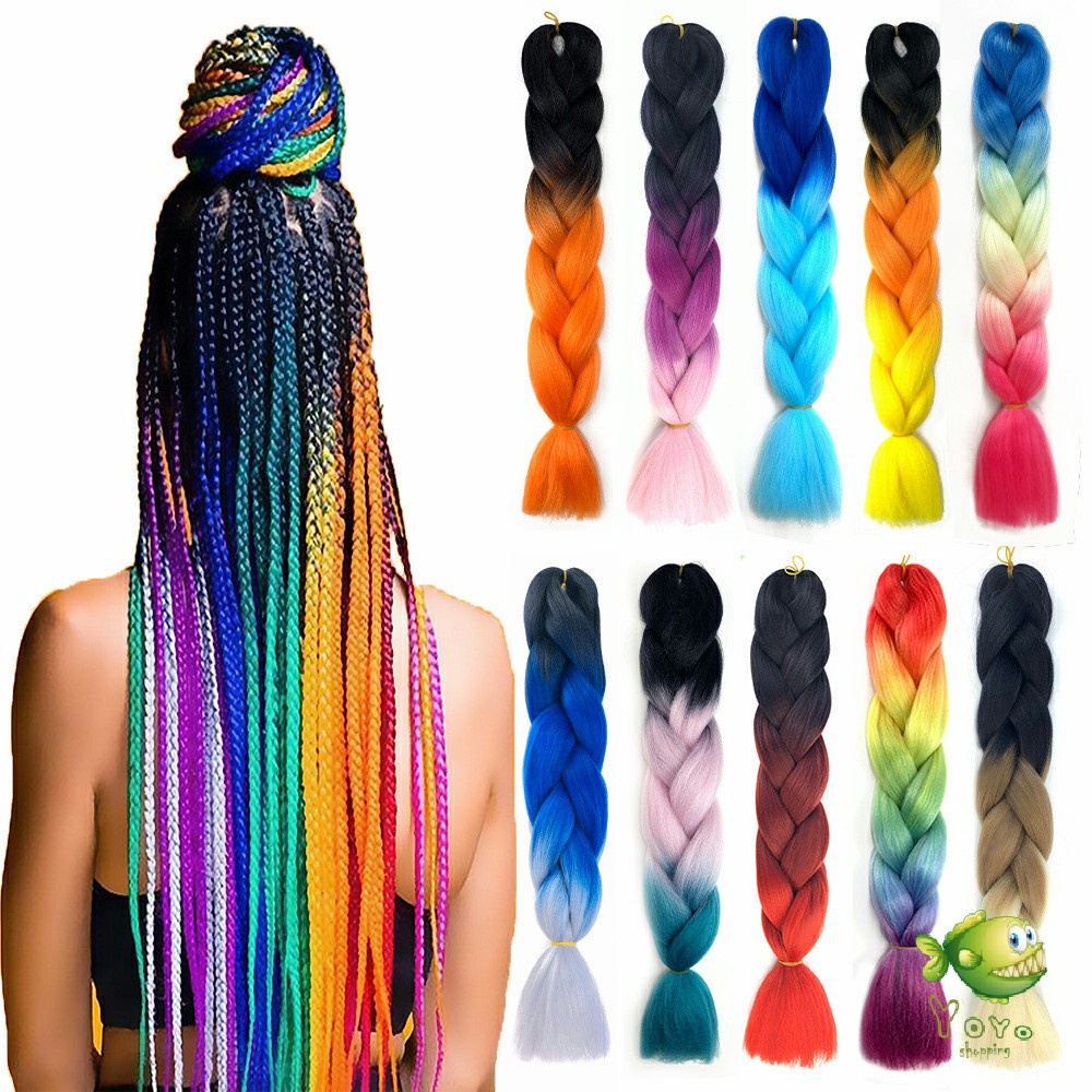 YOYO ผมเปีย ไหมถักผม สีทูโทน แอฟริกันเดรดล็อกส์ wig braids ...
