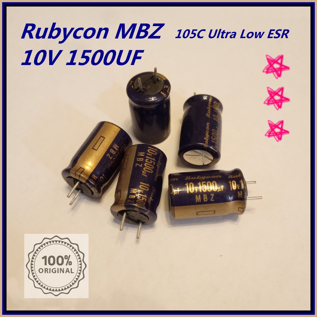 1 ชิ้น ตัวเก็บประจุ Capacitor Rubycon MBZ 10V 1500uF 105°C Ultra Low ESR | Shopee Thailand