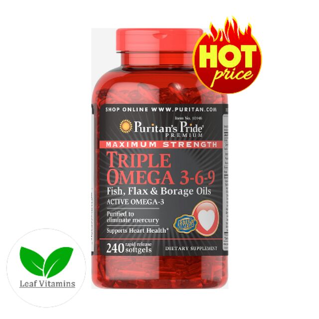 Puritan's Pride Maximum Strength Triple Omega 3-6-9 Fish, Flax & Borage ...