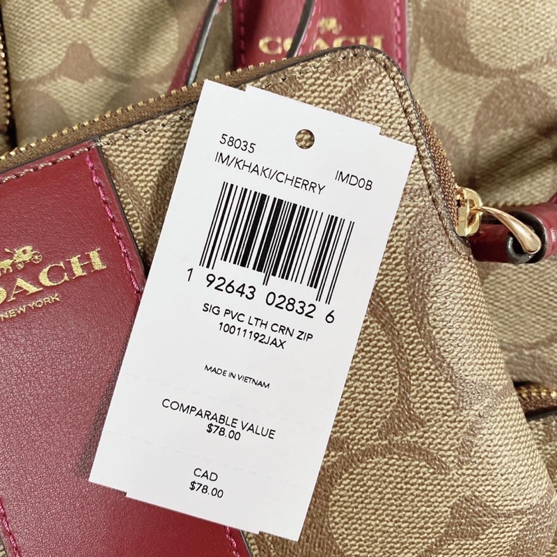 พร้อมส่ง แท้ ????????????% New Coach คล้องมือ 1 ซิป S CORNER ZIP ...