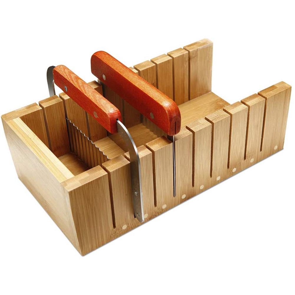 Soap Cutting Tool Set Wooden Leaf Cutter Mold + 2 Pieces Straight Wave Stainless Steel Cutter ...