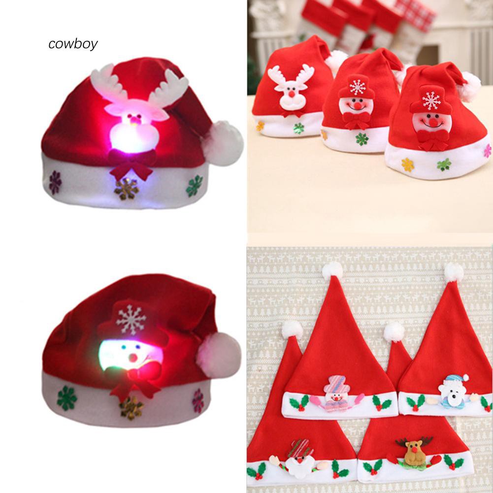 CWBY_Cute Christmas LED Light Hat Cartoon Deer Elk Snowman Xmas Cap for ...