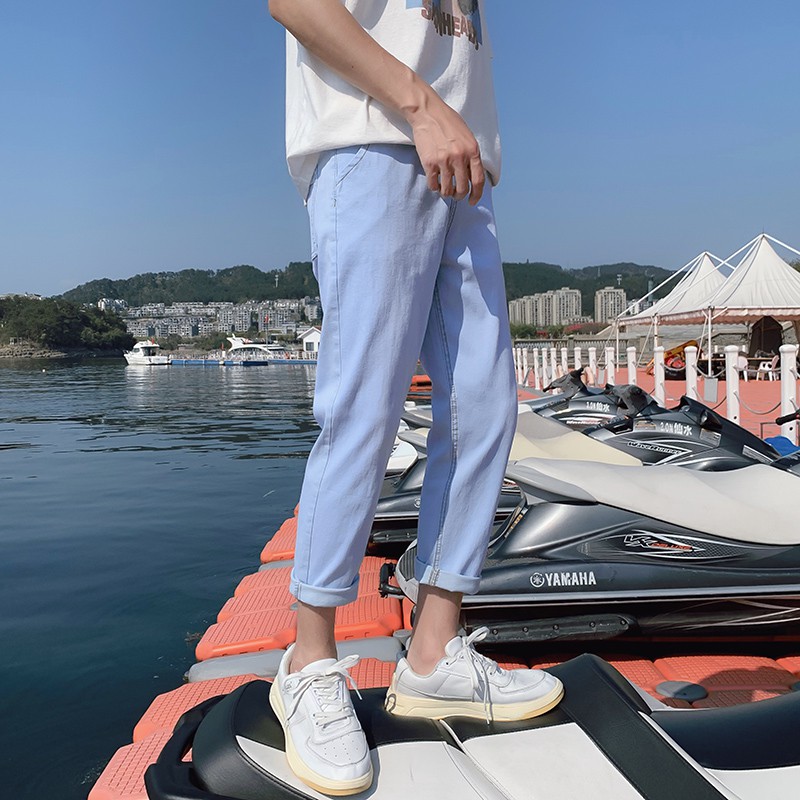 New light-colored pants men's tide brand casual wild 2020 autumn loose ...