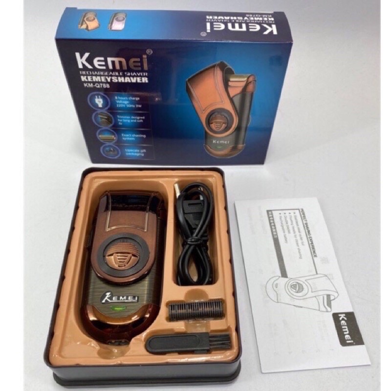 เครื่องโกนหนวดไฟฟ้า KEMEI KM-788 KM-Q788 RECHARGEABLE SHAVER ของแท้100% | Shopee Thailand