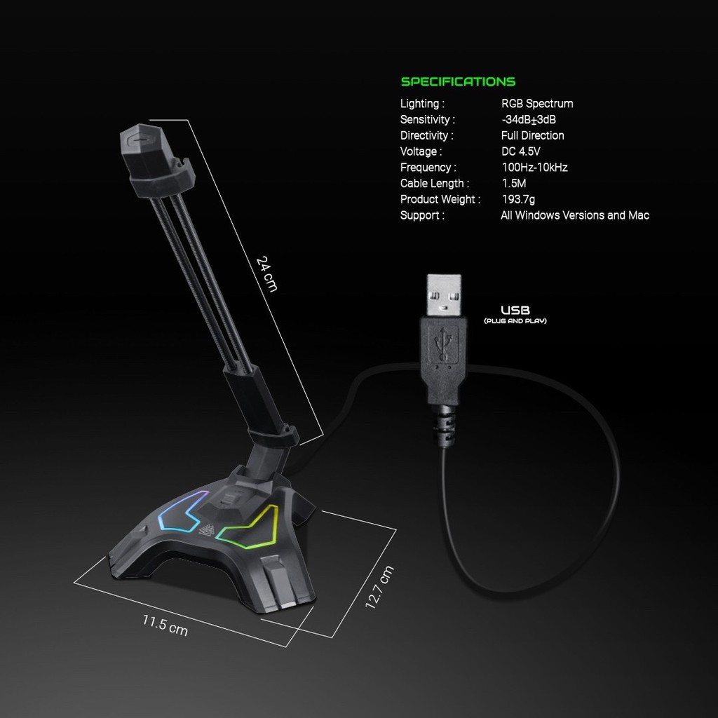 ไมโครโฟนตั้งโต๊ะ EGA TYPE MC2 MICROPHONE WITH MOUSE BUNGEE (ประกัน 2ปี ...