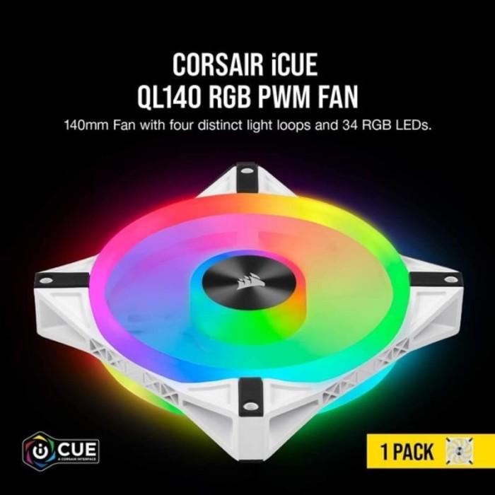 พัดลม พัดลมเดี่ยว Corsair Icue Ql140 Rgb 140 มม. Pwm สีขาว ...