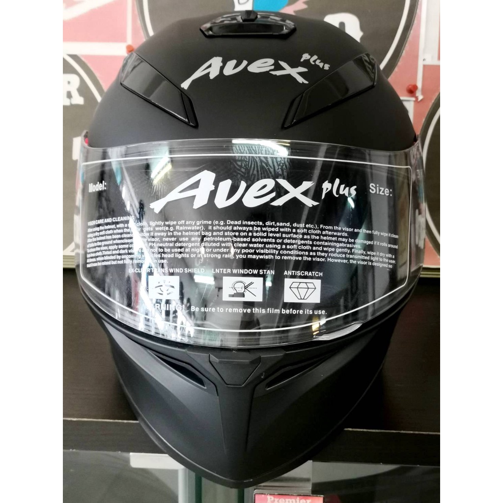 หมวกกันน็อค Avex Plus K9 Black Mat ดำด้าน ชิลด์ที่ติดมากับหมวกจะเป็นสีใส - premiermotoandauto ...