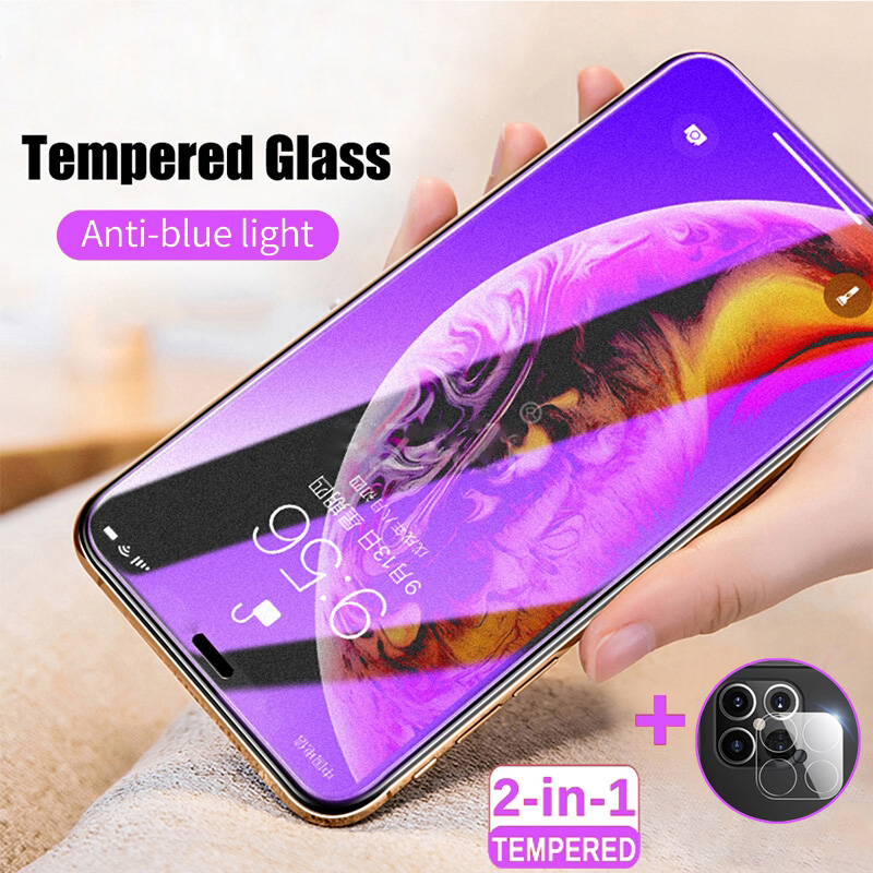 iPhone 12 Tempered Glass For iPhone 12 Mini 11 Pro XS Max X XR 8 7 6 6S Plus SE 2020 Anti-Blue ...