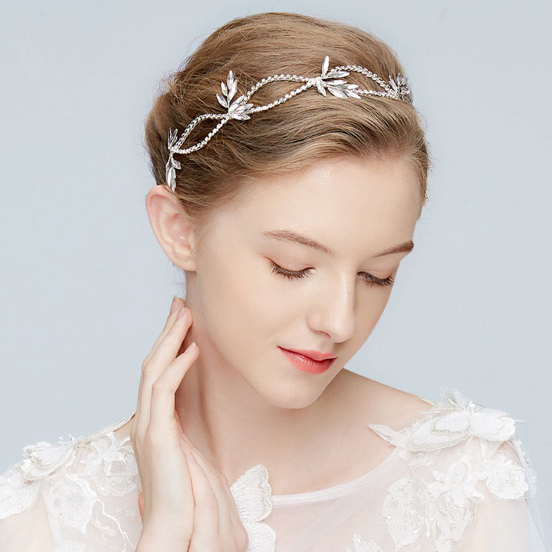 SLBRIDAL Handmade Ribbon Wired Crystal Rhinestone Flower Wedding Hair ...