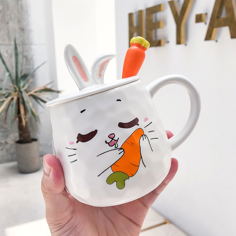 Cute Cartoon Carrot Rabbit Ceramic Mug Ceramic Mug Hand-painted ...