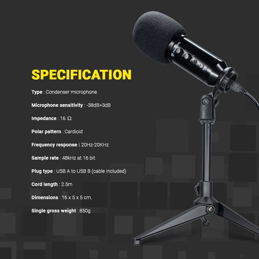 ส่งชัวร์ไมโครโฟน Nubwo M24 Condenser Microphone USB พร้อมขาตั้ง ...
