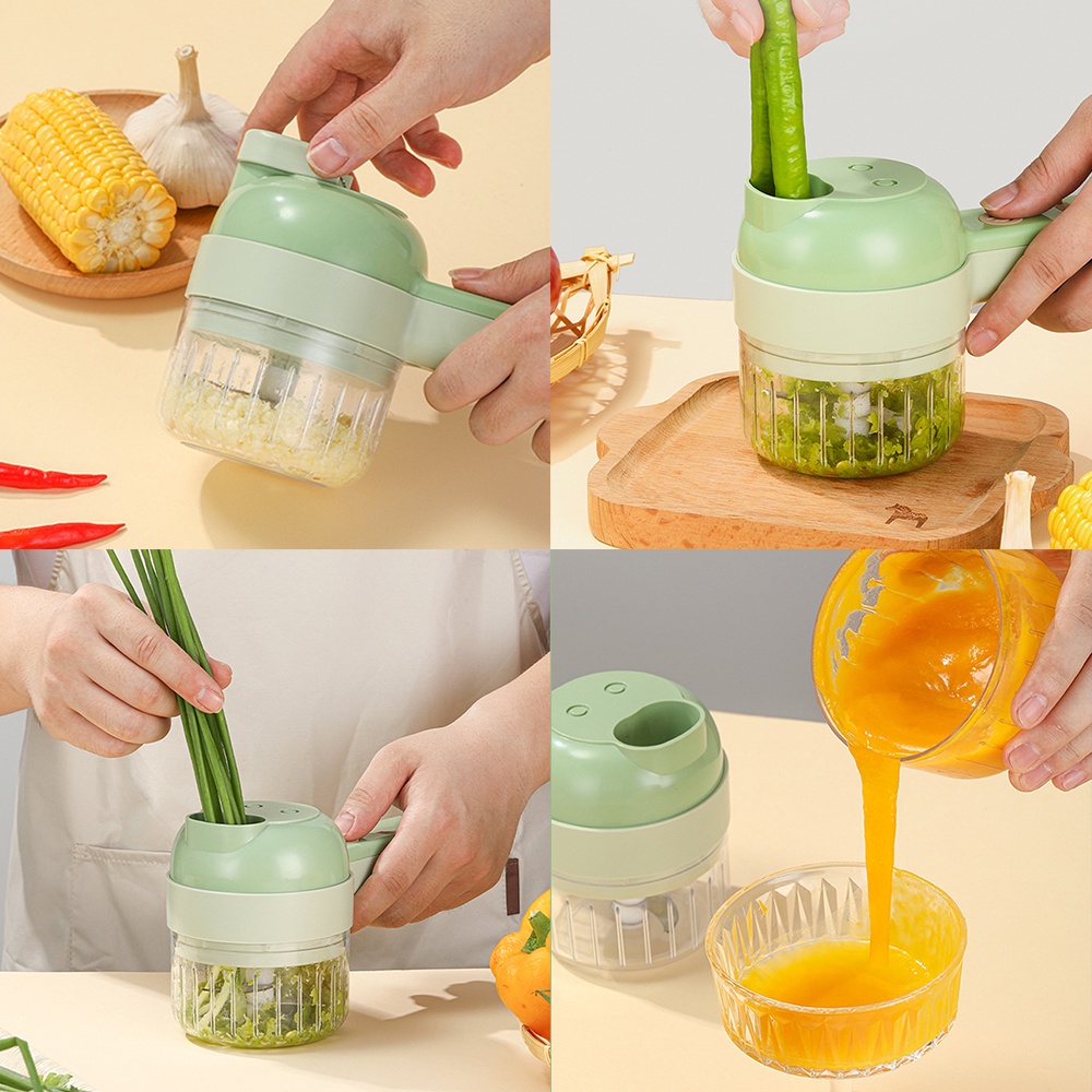 4 In 1 Multifunctional Electric Vegetable Cutter Slicer Garlic Mud ...