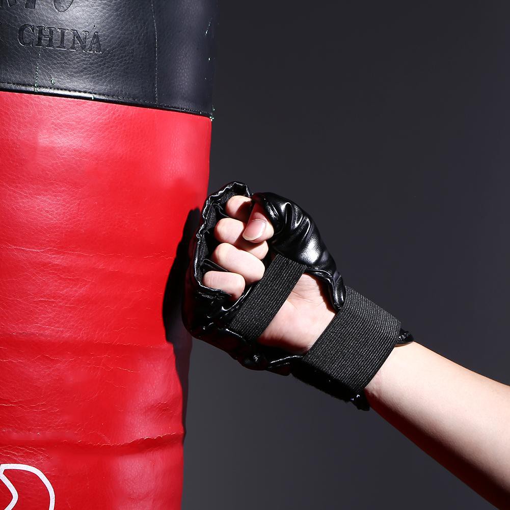 Cod-ver Half Finger Fighting MMA Boxing Sports PU Leather Gloves Sanda ...