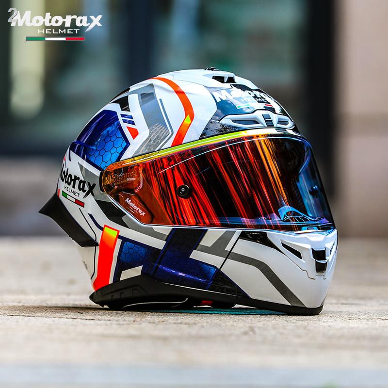 ♣MOTORAX Morris R50S Full Face Helmet, Big Tail Motorcycle, Four Seasons Personality Cool Racing ...