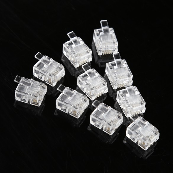 100X4 Pin RJ11 RJ-11 Modular Phone Crystal Plug Connector ส่วนลด100 บาท ...