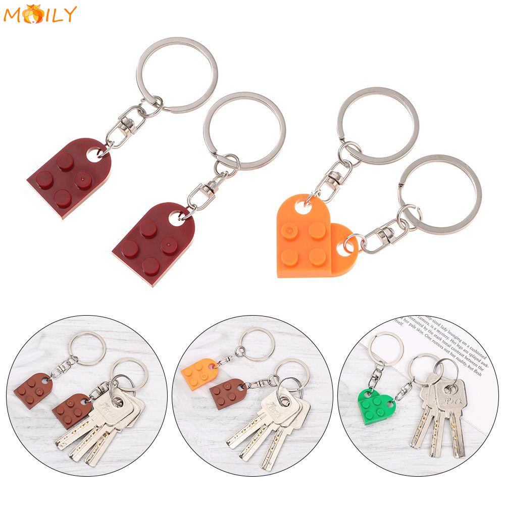 MOILY 2PCS Love Heart Key Ring Jewelry Gifts Key Buckle Building Block ...