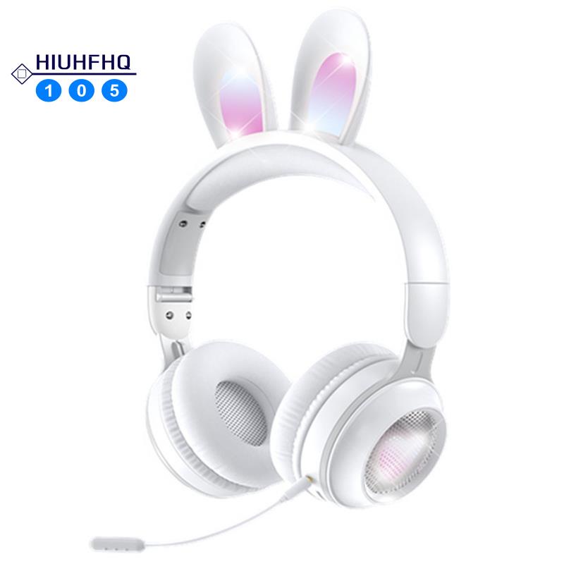 Rabbit Ear Headphones LED Lights Computer Headphones Headset Bluetooth ...